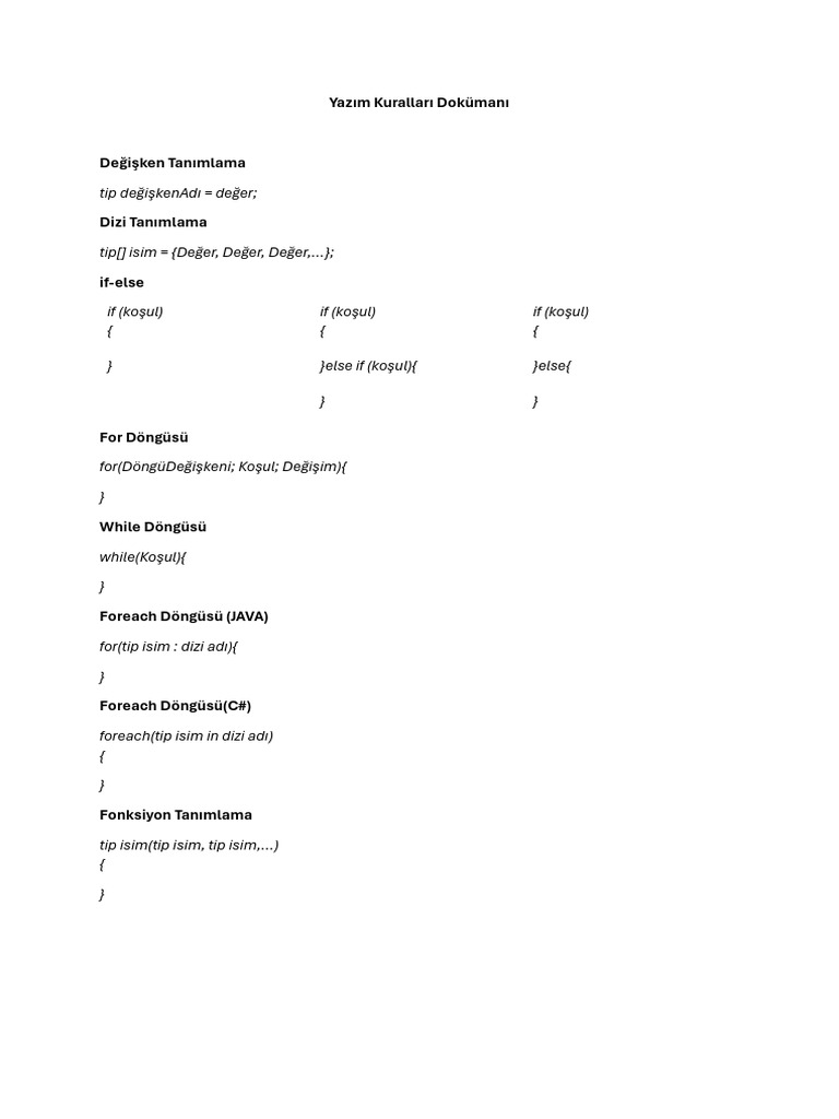 Yazim Kurallari Dokumani | PDF