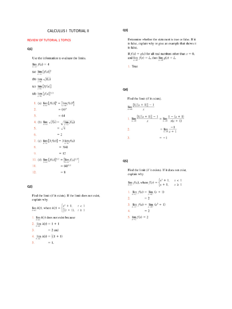 Math 101 Tutorial 2 (1) | PDF