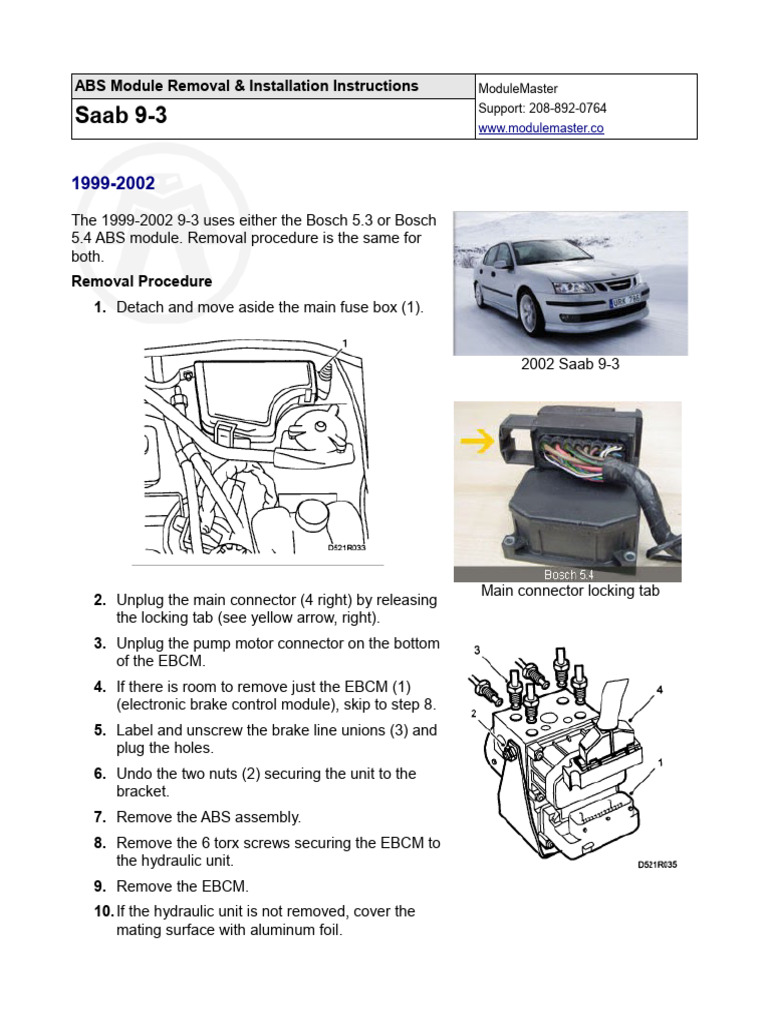 Saab 9-3 ABS Module Guide | PDF