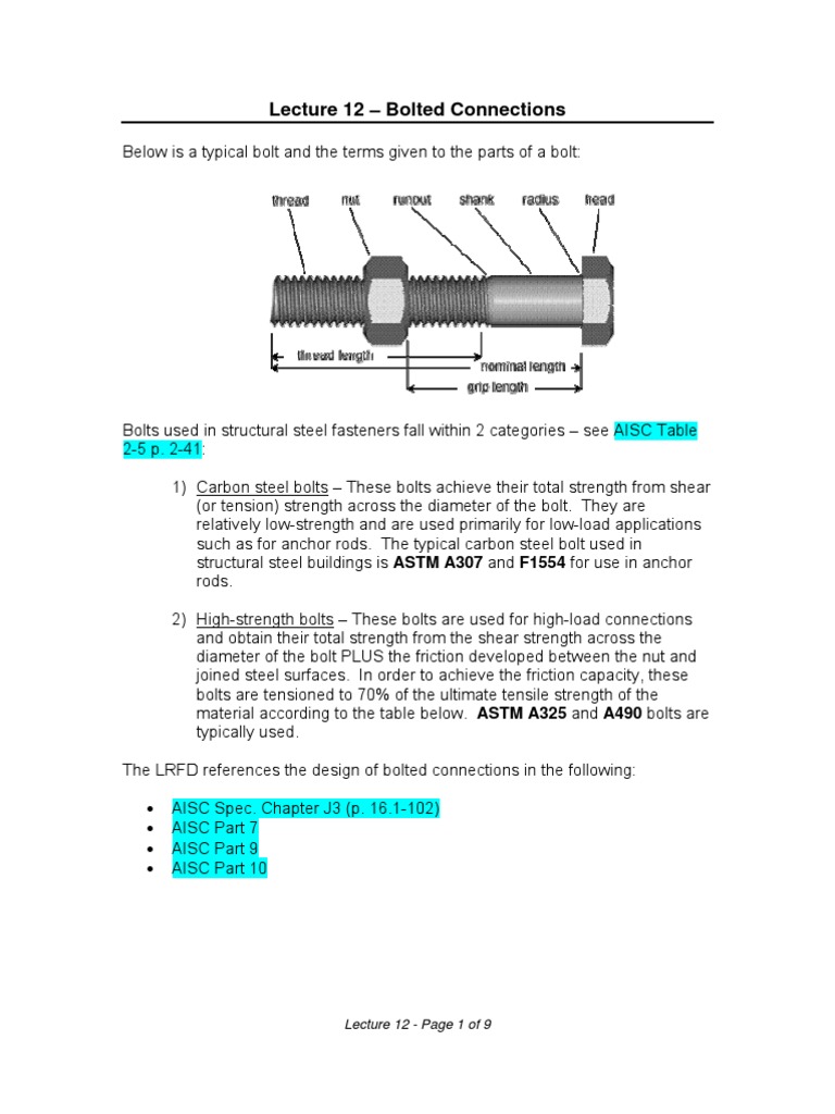Bolted Connection | PDF | Screw | Structural Steel