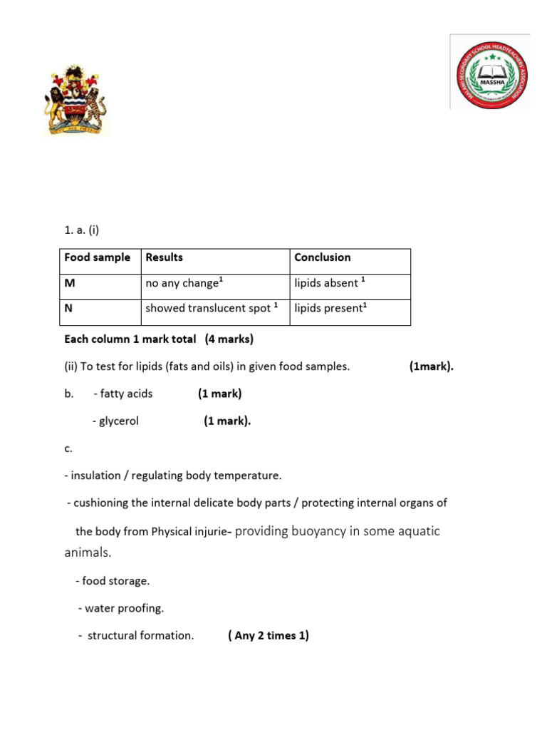 2025 Biology Mock Exam Marking Key | PDF | Enzyme | Water