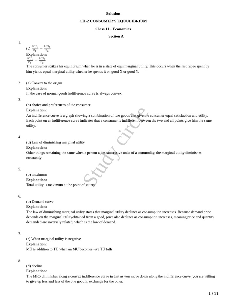 Consumer Equilibrium Explained | PDF | Utility | Marginal Utility