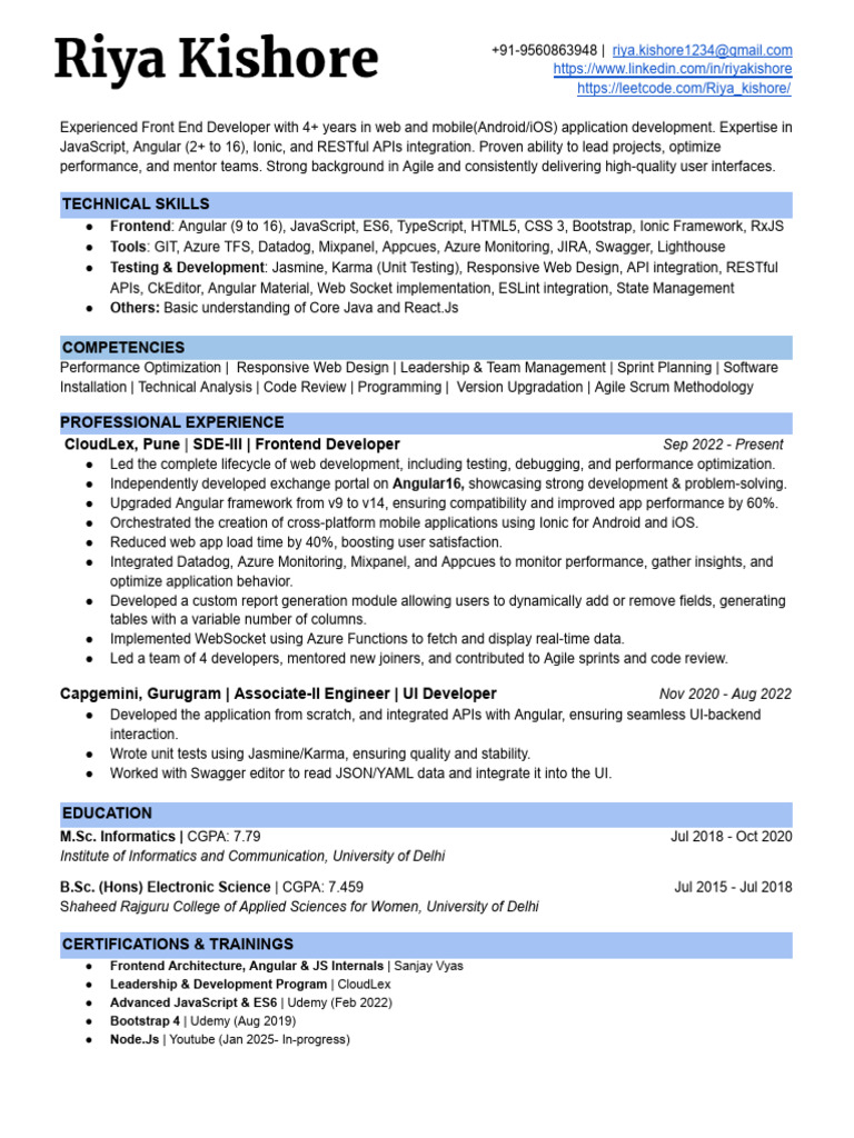 RiyaKishore SDE3 UI Dev Exp4yrs | PDF | Technology Development | Software Development