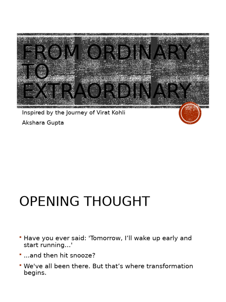 From Ordinary To Extraordinary Virat Kohli | PDF