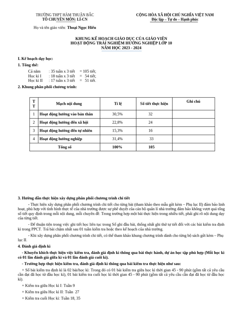 KHGD - HĐTN 10 | PDF