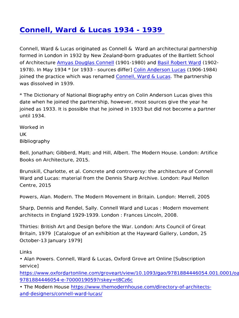 Connell Ward Lucas 1934 1939 | PDF