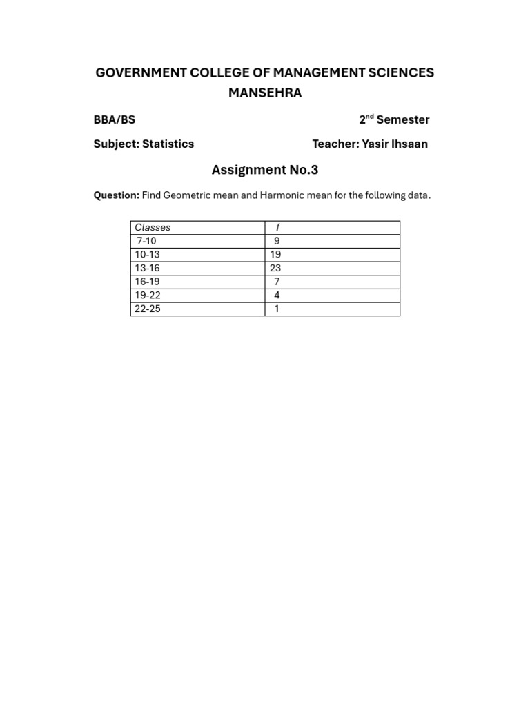 Statistics Assignment 3 | PDF