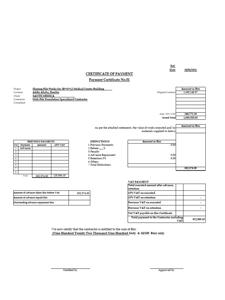 Compiled Payment Certificate SANTE | PDF | Value Added Tax | Payments