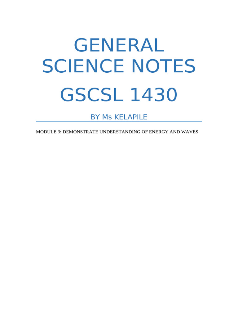 GENERAL SCIENCE NOTES, Module 3 | PDF | Waves | Frequency