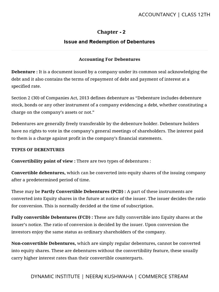 Understanding Debentures and Their Types | PDF | Securities (Finance ...
