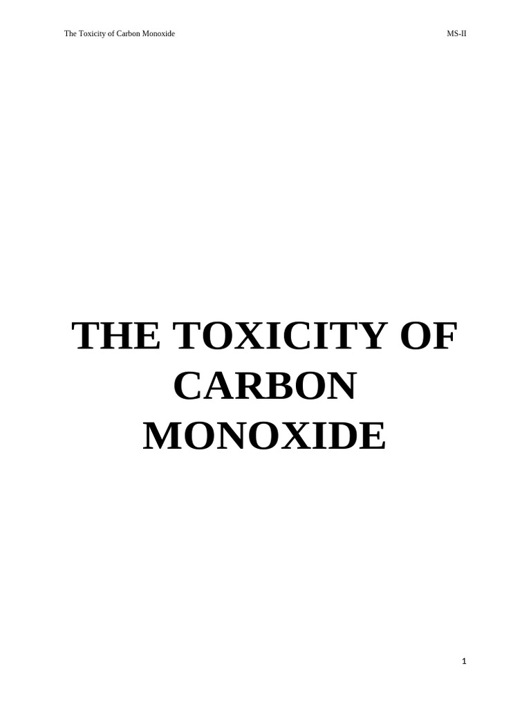 Toxicity of Carbon Monoxide | PDF | Carbon Monoxide | Medical Specialties