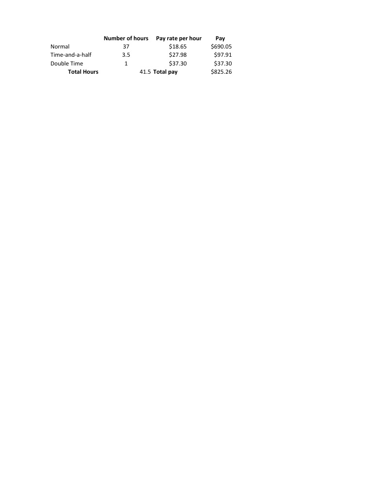 Hourly Pay Breakdown and Totals | PDF