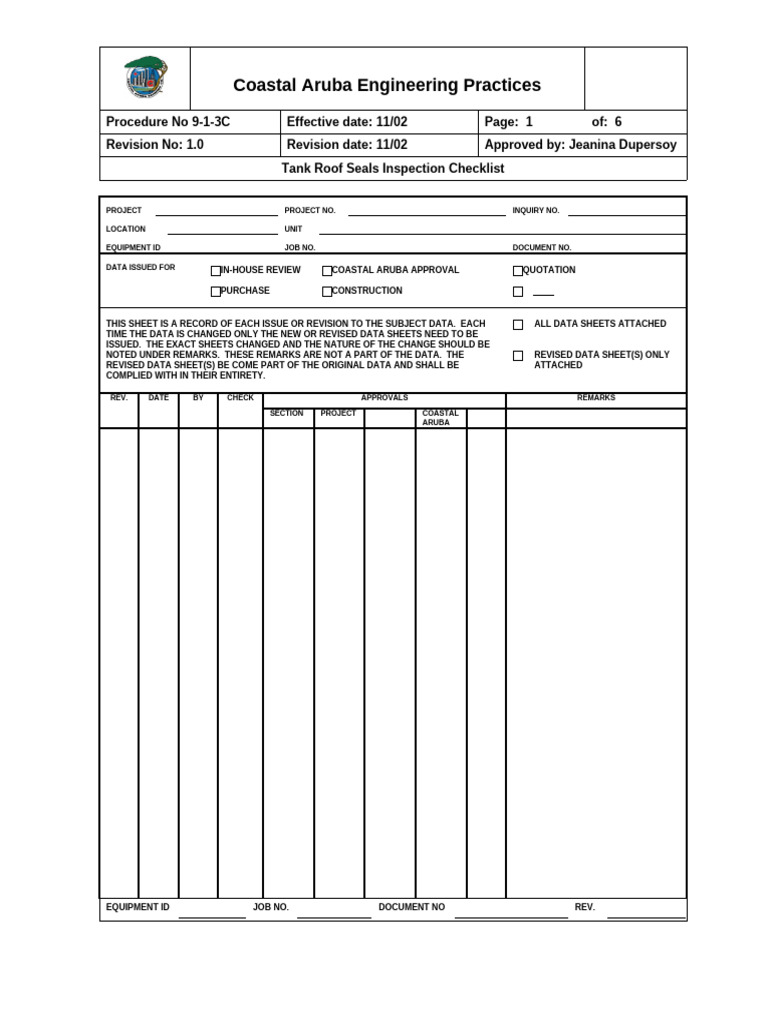EP9 - 1 - 3C Tank Roof Seals Insp Checklist | PDF | Corrosion ...