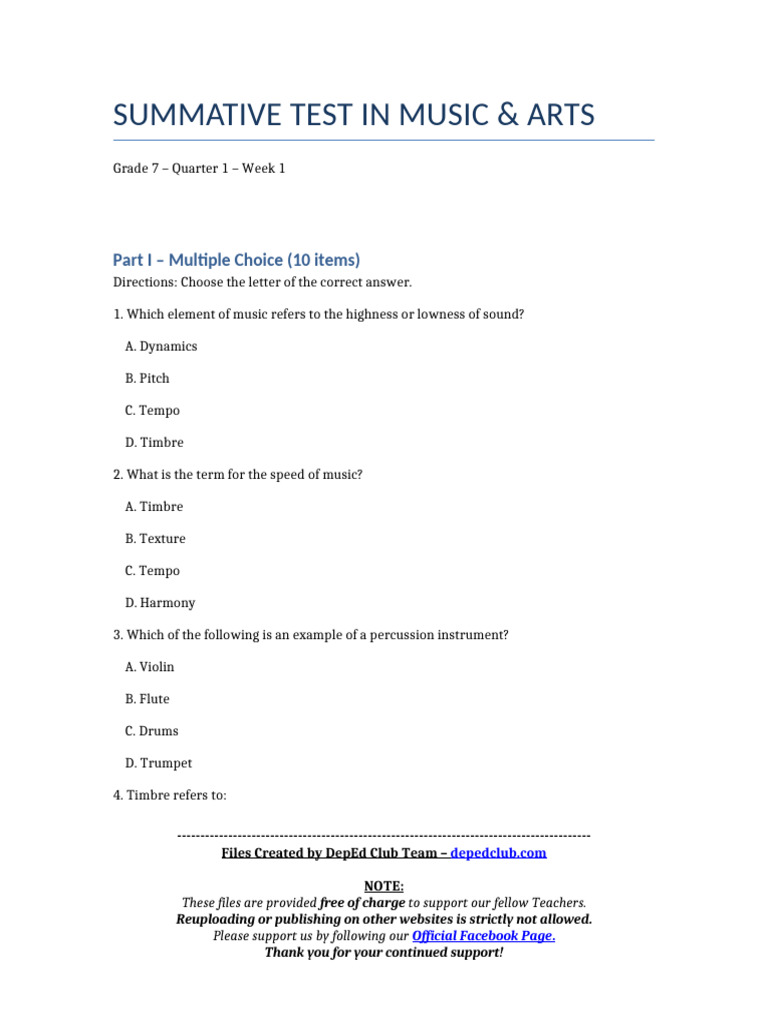 Grade 7 Music & Arts Test Guide | PDF | Violin | Musical Instruments