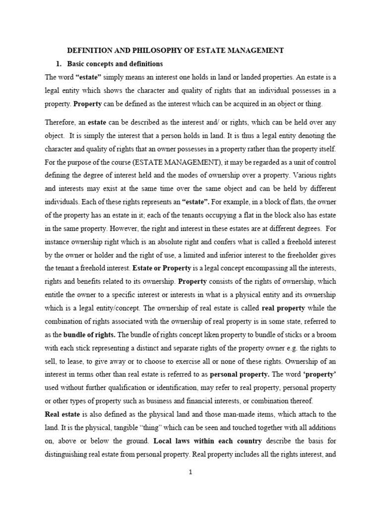 Understanding Estate Management Concepts | PDF | Real Estate Appraisal ...