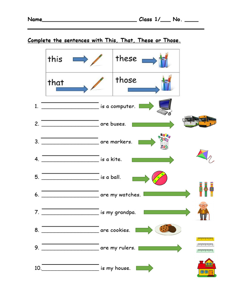 This That These Those Worksheet | PDF