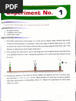 B Experiment 1 - Focal Length of Convex Lens | PDF | Optics | Applied And Interdisciplinary Physics