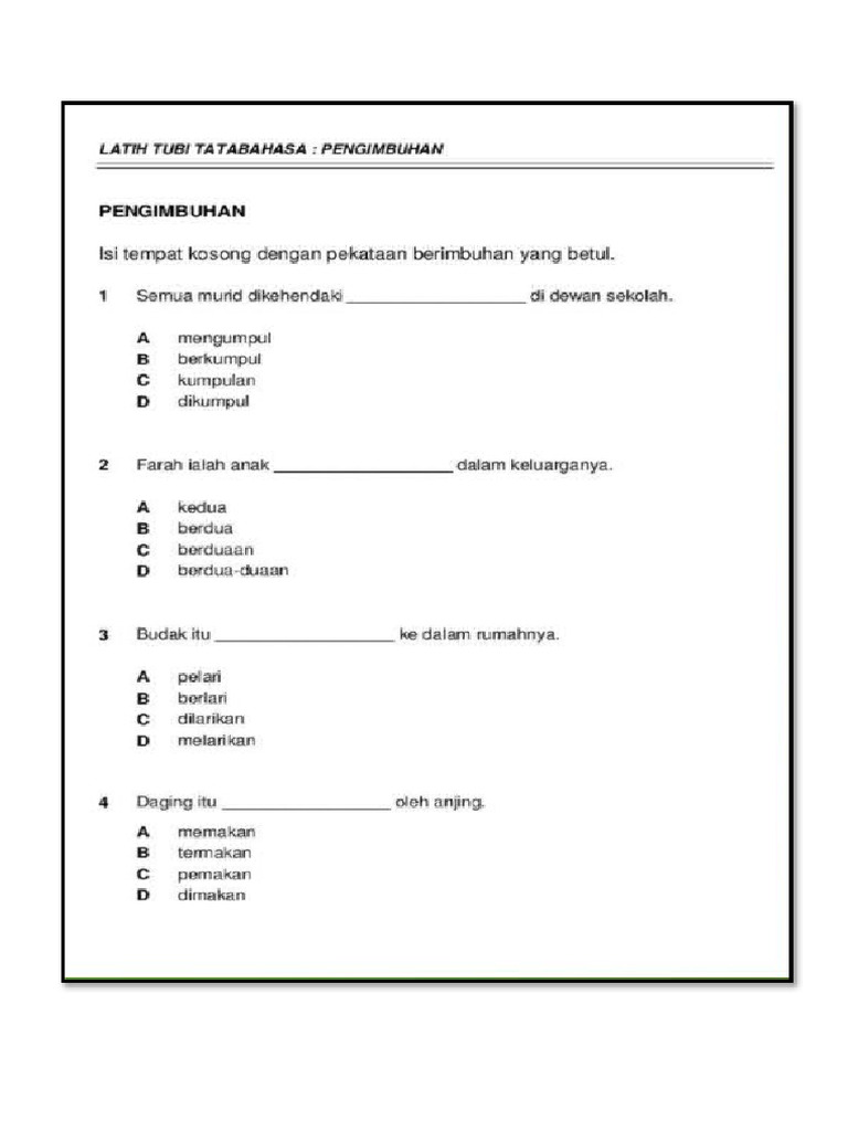 Latihan Imbuhan | PDF