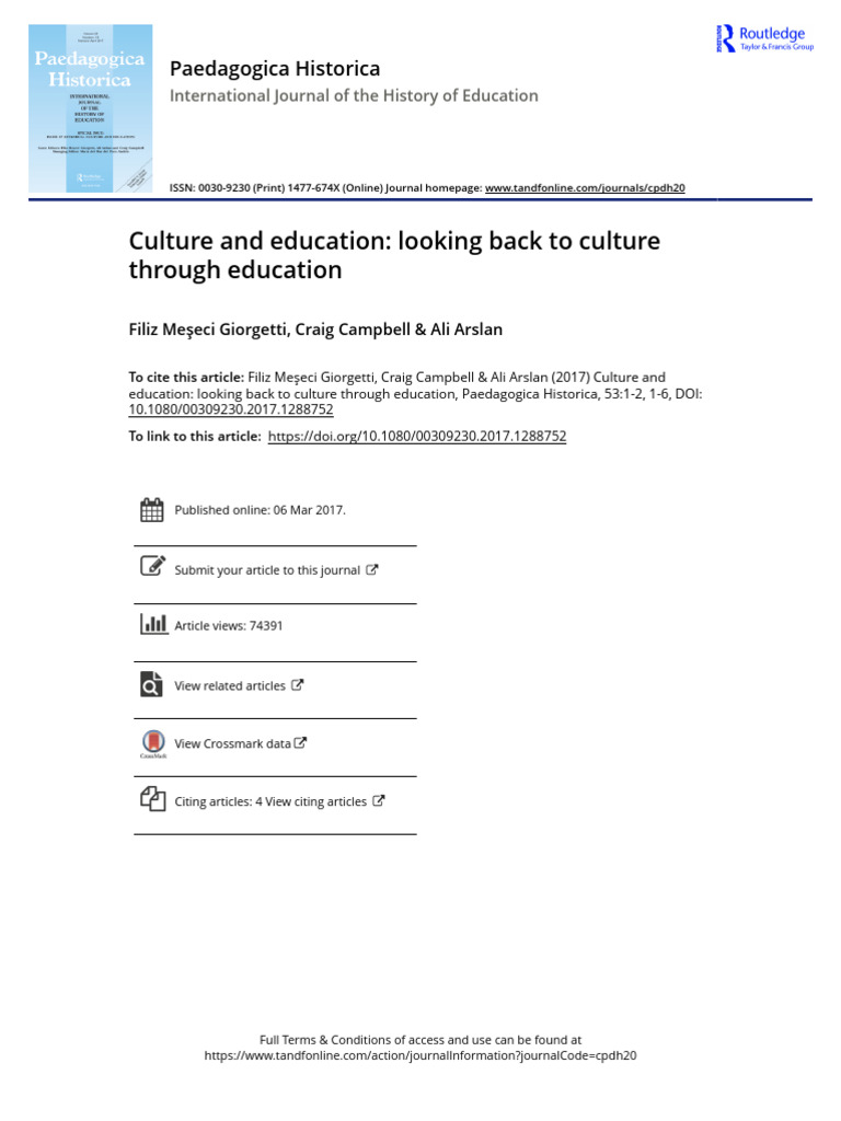 Culture and Education Looking Back To Culture Through Education | PDF ...