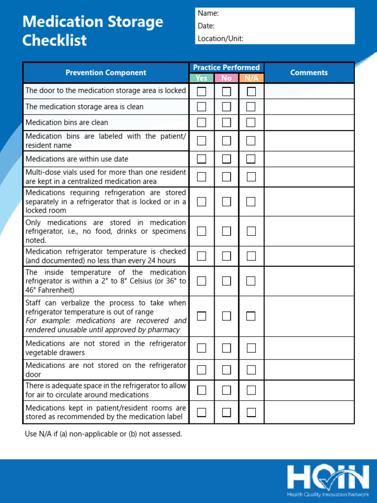 Medication Storage Checklist | PDF