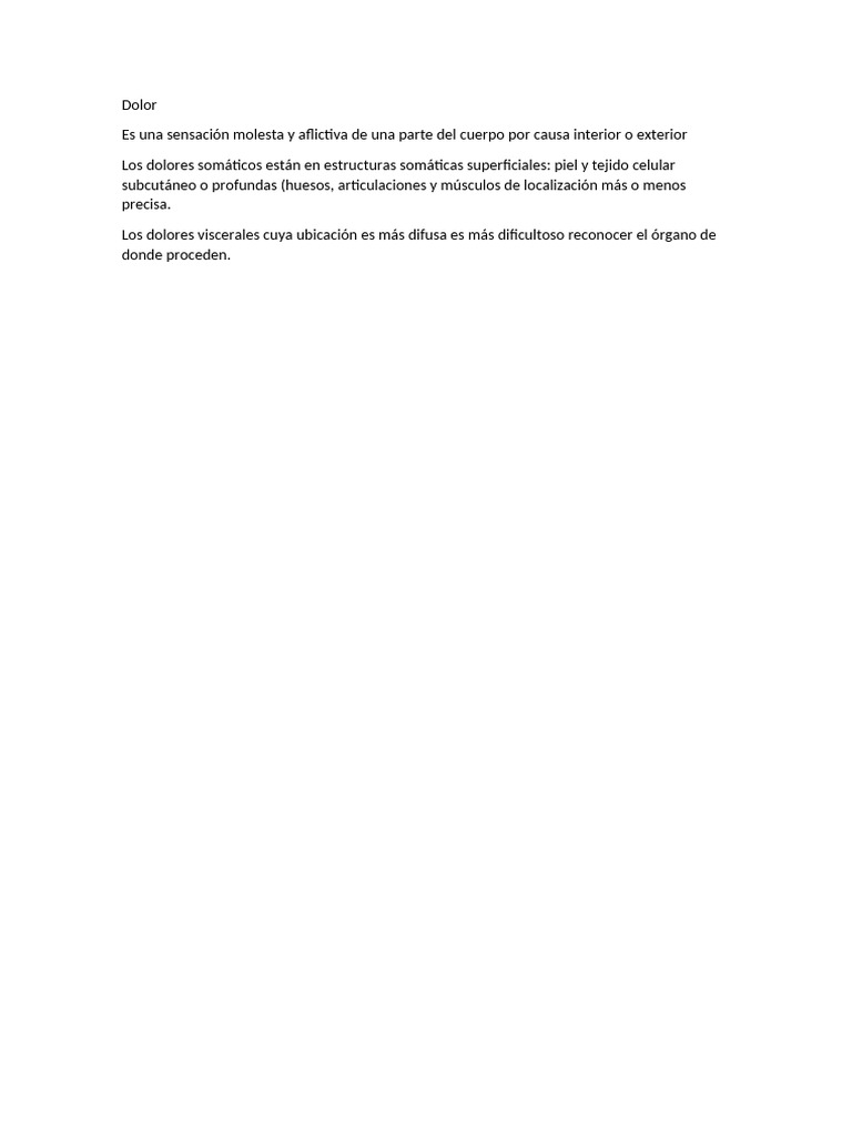 Clasificación y tipos de dolor humano | PDF