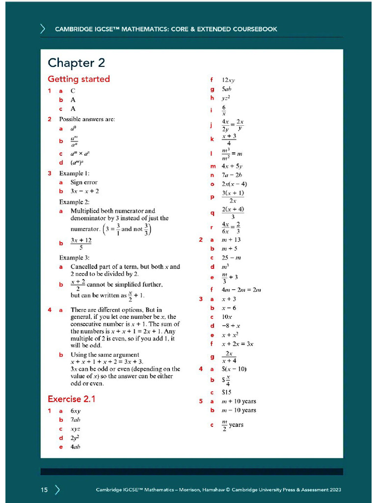 Mathematics Core and Extended Book | PDF