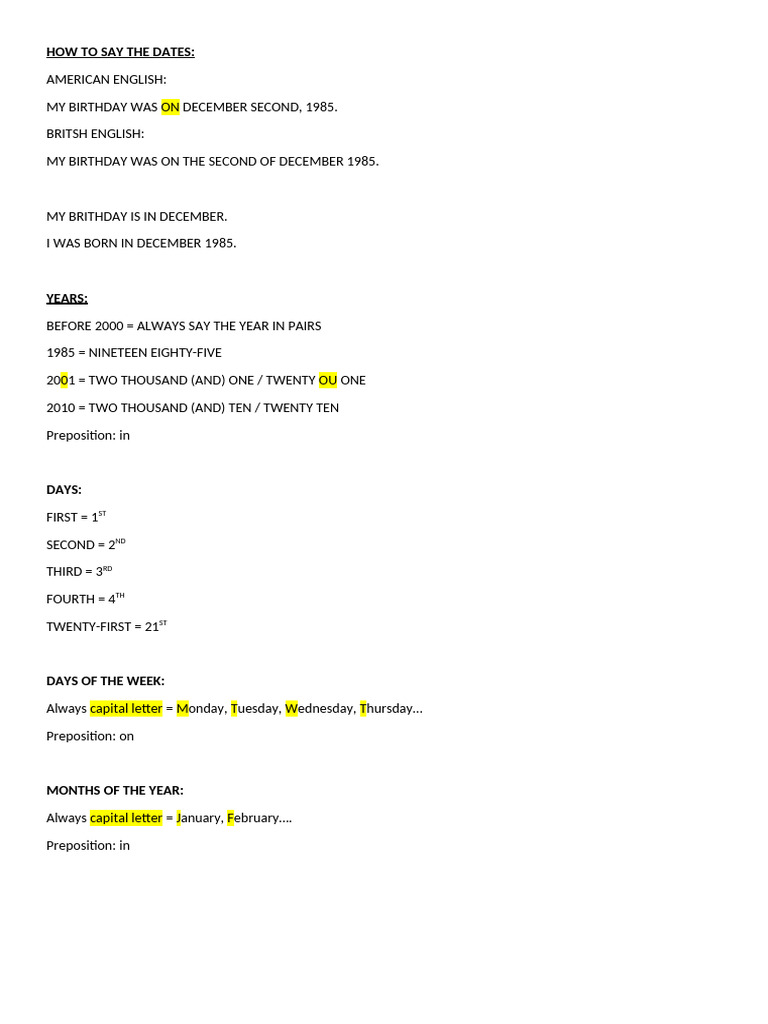 Date Formats in American and British English | PDF