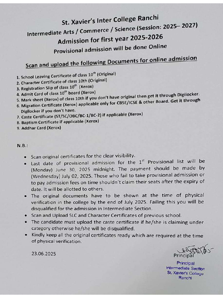 Admission Instruction | PDF