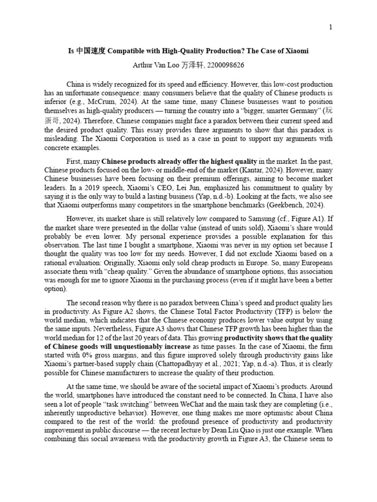 Individual Essay 2 - Arthur Van Loo 万泽轩 - 2200098626 | PDF | Xiaomi ...