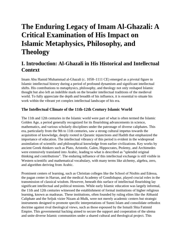 The Enduring Legacy of Imam Al GHAZALI | PDF | Sufism | Islamic Philosophy