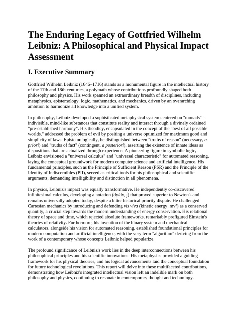 The Enduring Legacy of Gottfried Wilhelm Leibniz | PDF | Teaching Mathematics | Gottfried ...