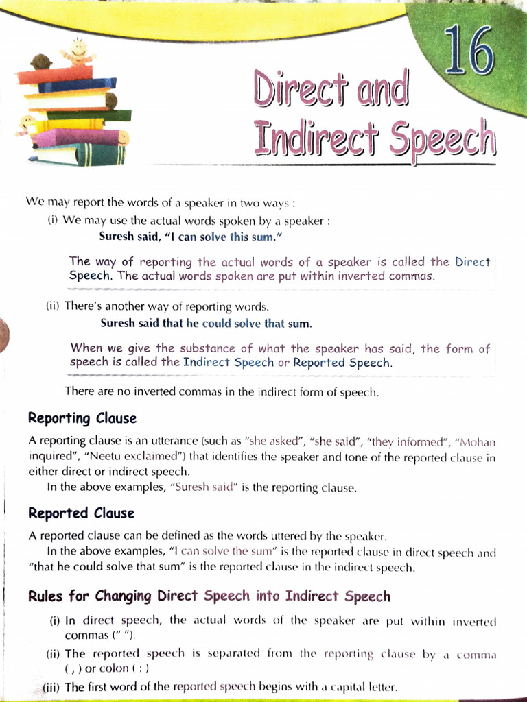 Direct Speech To Reported Speech | PDF