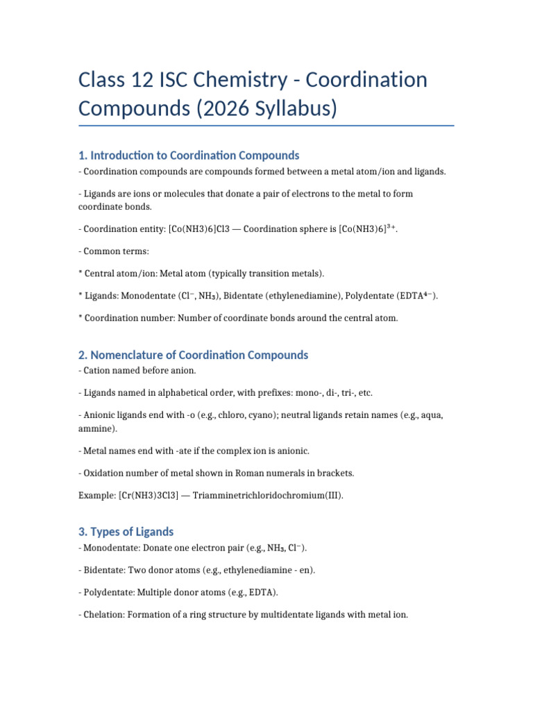 Coordinate Compound Summary | PDF | Ligand | Coordination Complex