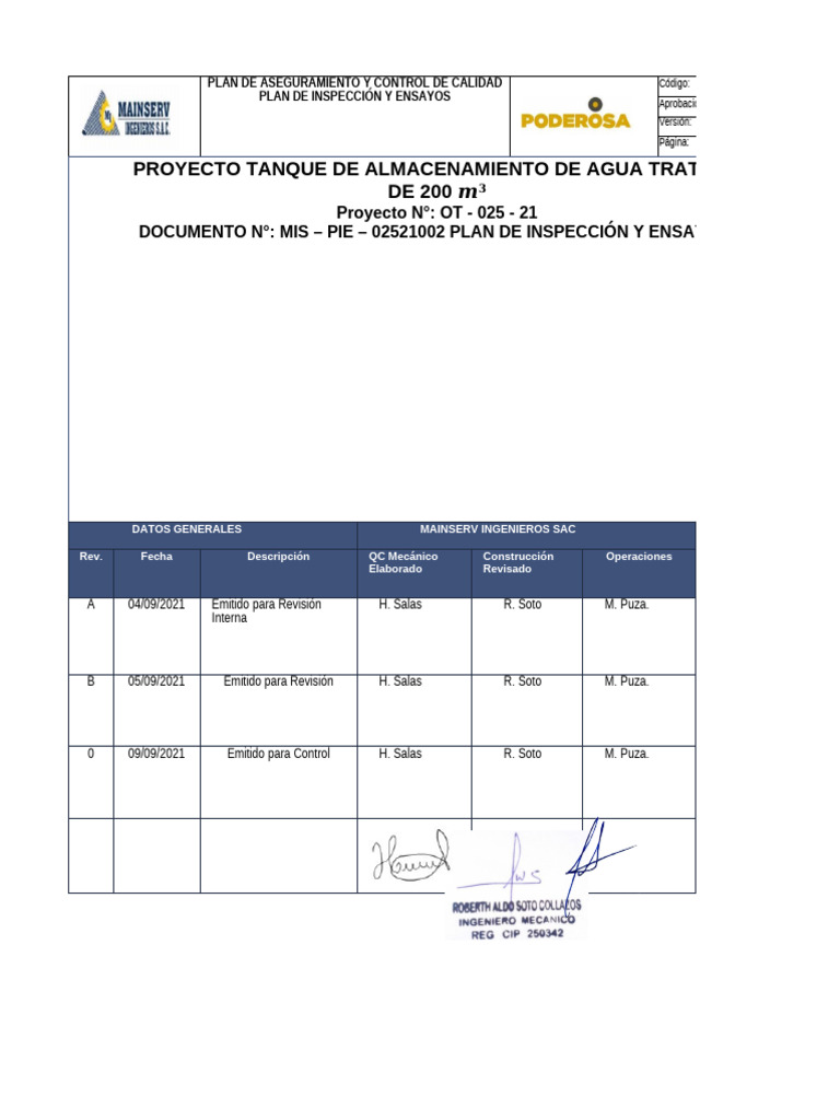 Plan de Inspección y Control de Calidad | PDF | Ingeniería mecánica