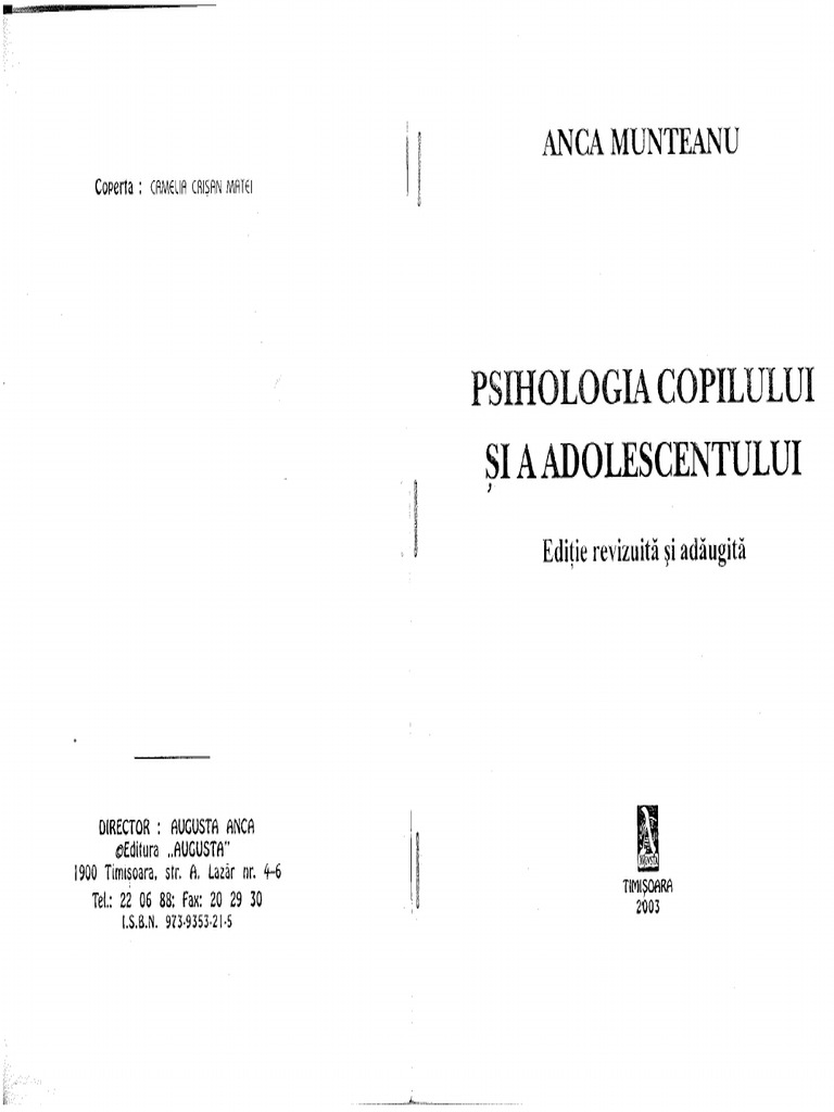 Psihologia Copilului Si A Adolescentului Anca Munteanu | PDF