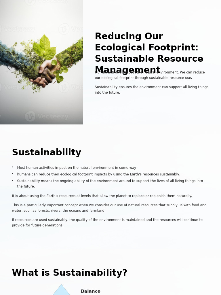 Reducing Our Ecological Footprint Sustainable Resource Management | PDF ...