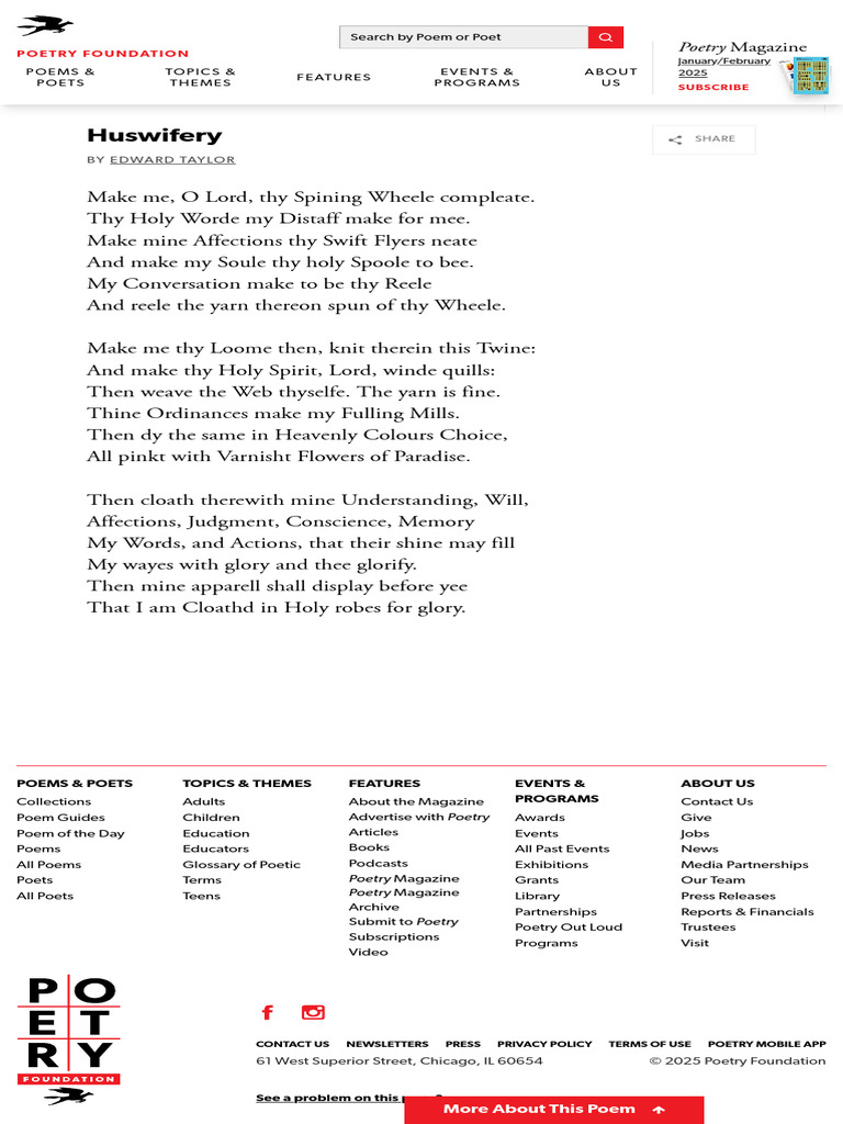 Huswifery The Poetry Foundation | PDF | Poetry