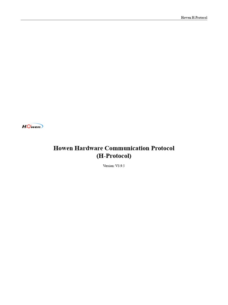 Howen Device Communication Protocol (H Protocol) V3.9.5 Eng 2024.08.28 | PDF