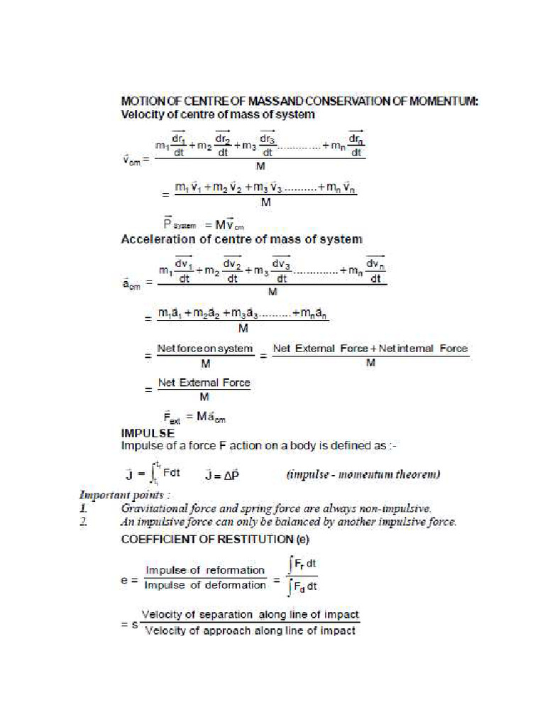 Motion of Centre of Mass and Conservation of Momentum | PDF