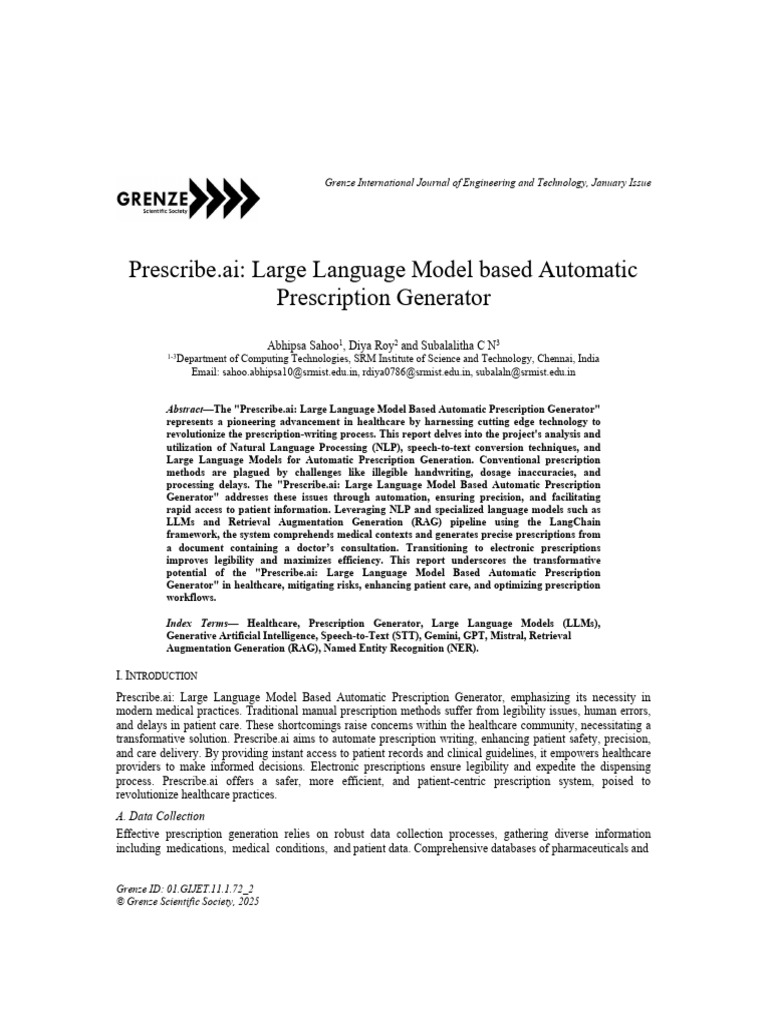 Prescribe - Ai - Large Language Model Based AutomaticPrescription ...