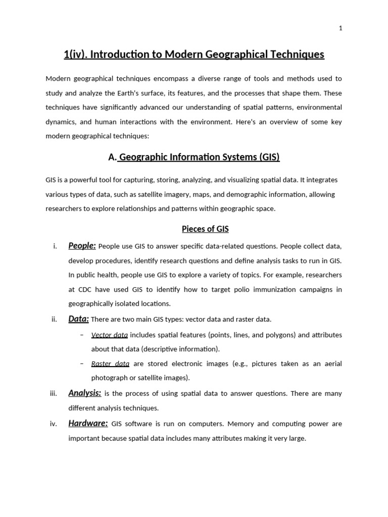 Modern Techniques in Geography Overview | PDF | Geographic Information ...