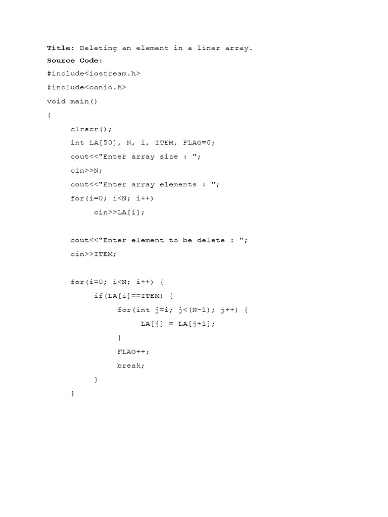 Deleting Element in An Array | PDF