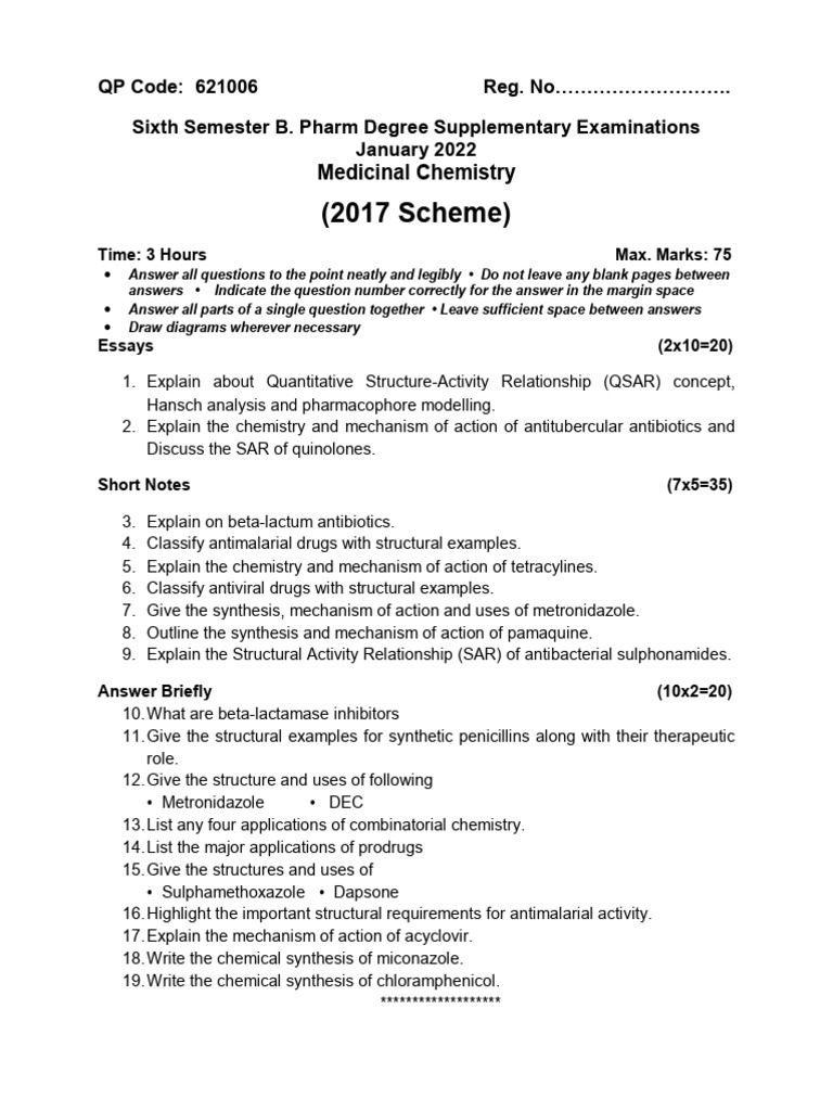 Medicinal Chemistry III - Kerala University of Health Sciences KUHS ...