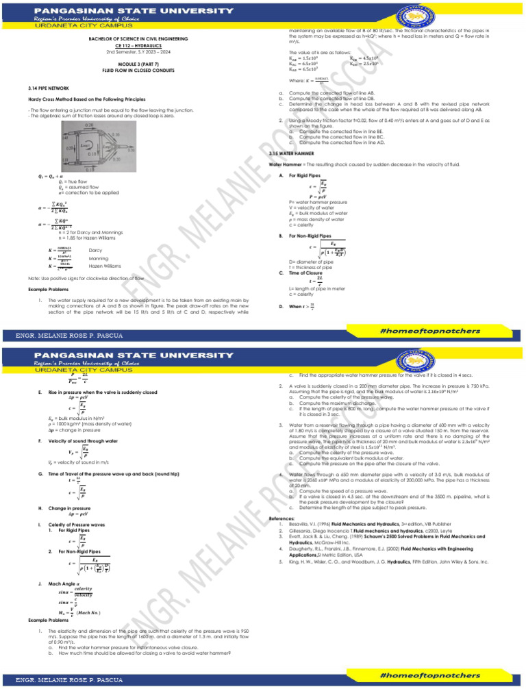Fluid Flow in Closed Conduits Guide | PDF | Pipe (Fluid Conveyance ...