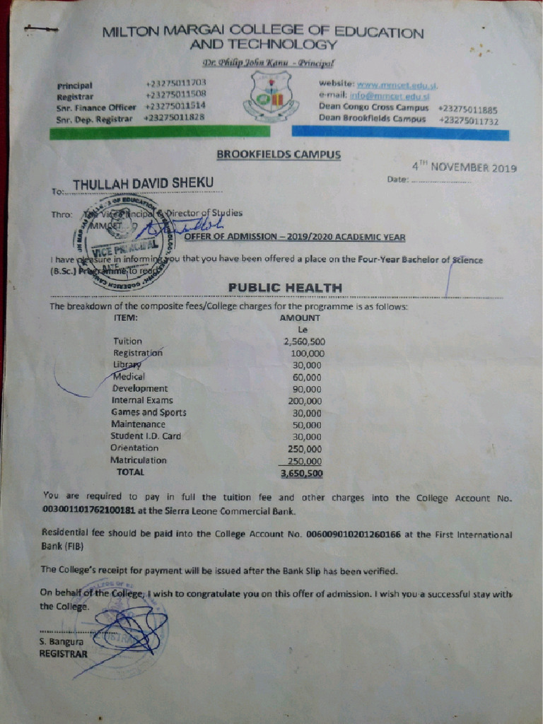 MMTU Acceptance Letter | PDF