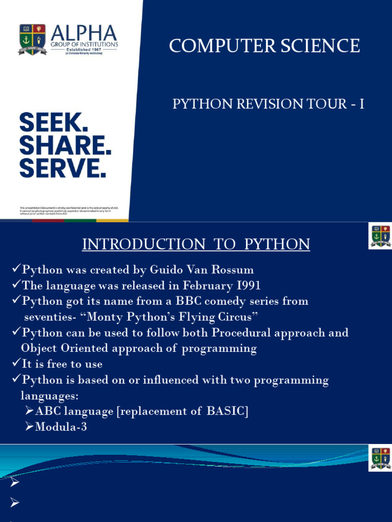 1 Python Revision Tour 1 1 | PDF | Reserved Word | Python (Programming ...