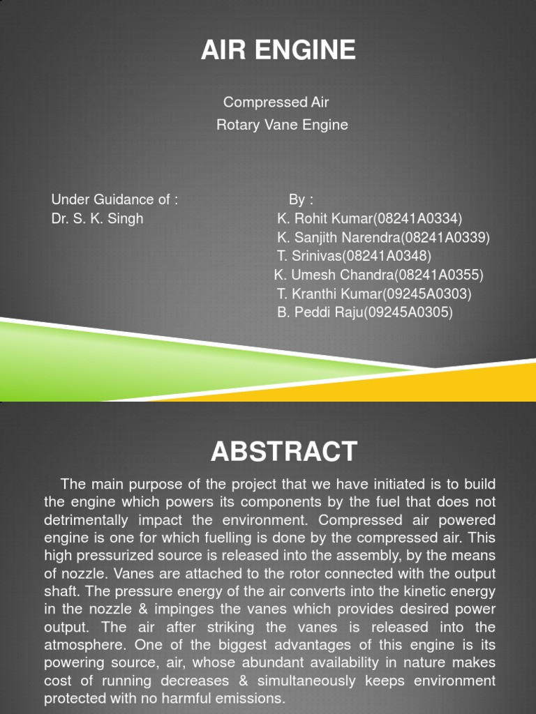 Compressed Air Rotary Vane Engine | PDF | Engines | Internal Combustion ...