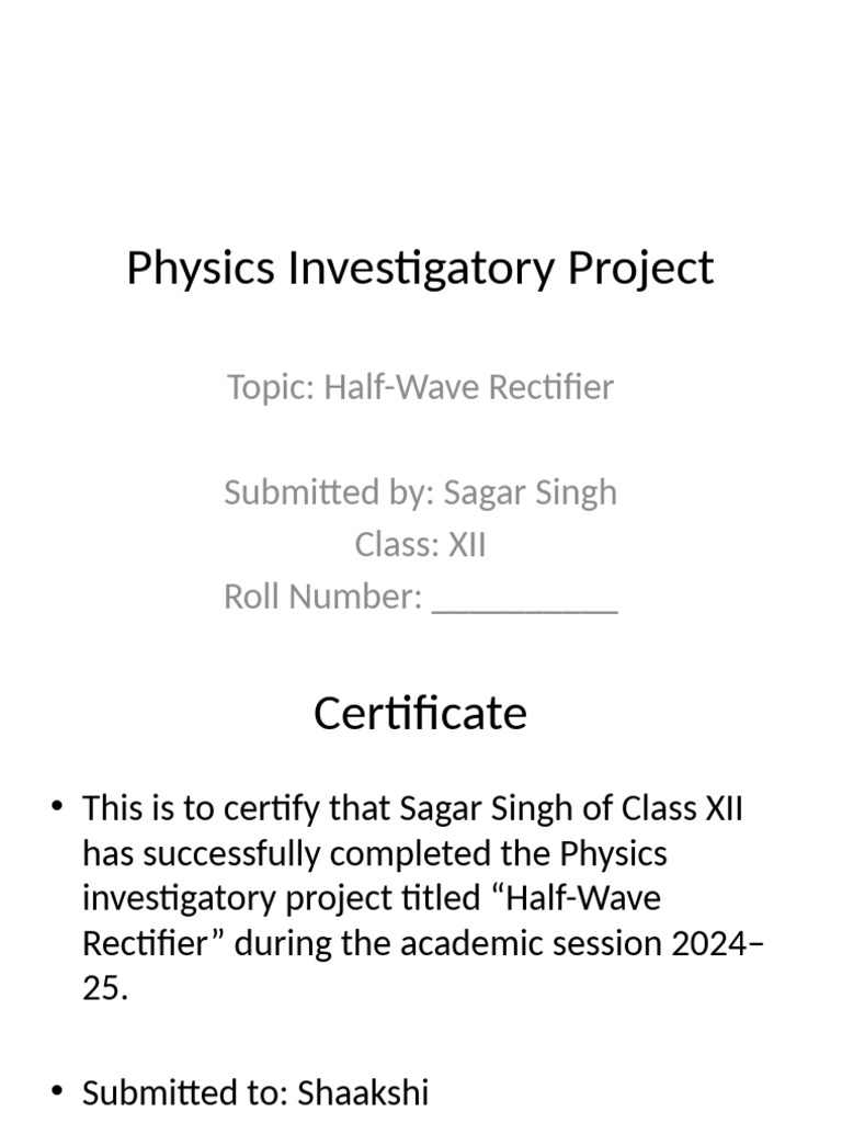 Class 12 Half-Wave Rectifier Project | PDF | Rectifier | Power Electronics