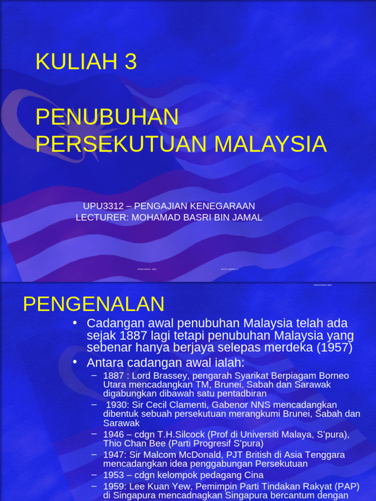 Lecture3 Penubuhan Persekutuan Tanah Melayu | PDF