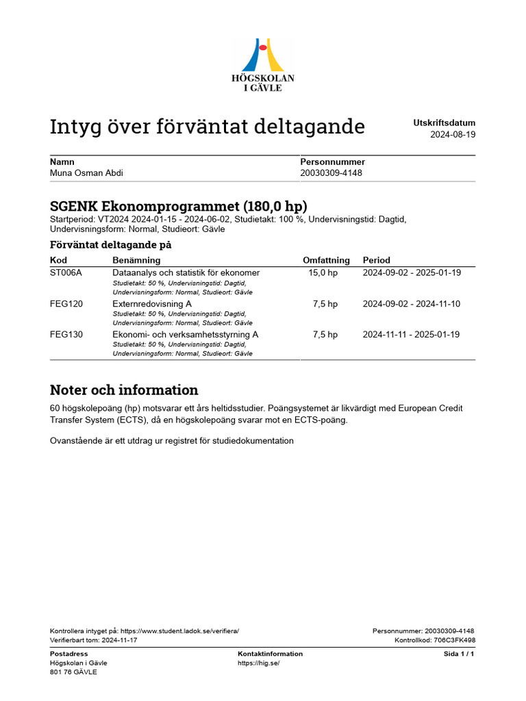 Intyg | PDF